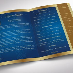 Blue & Gold Anniversary Gala Program Template: 8-page Tabloid (canva ...