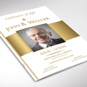 White Gold Funeral Program Template Set, Word and Publisher ...