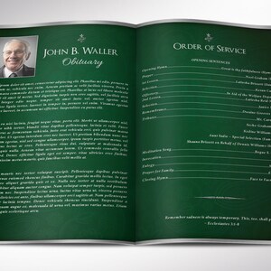 Green Silver Funeral Program Template Set, Word and Publisher ...