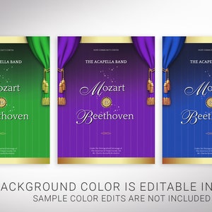 Musical Event Program Template: Black and Gold Tabloid (digital ...