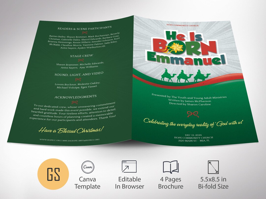 Christmas Musical Program Template: Green & Red Church Cantata (canva ...