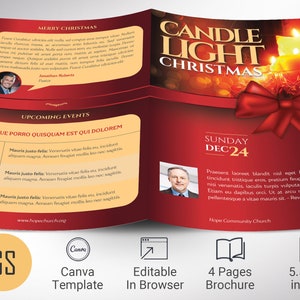 Candlelight Christmas Program Template 5.5x8.5, Church Bulletin Canva ...