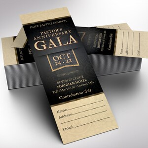 Pastor Appreciation Gala Ticket Template for Canva, Red Gold, Church ...