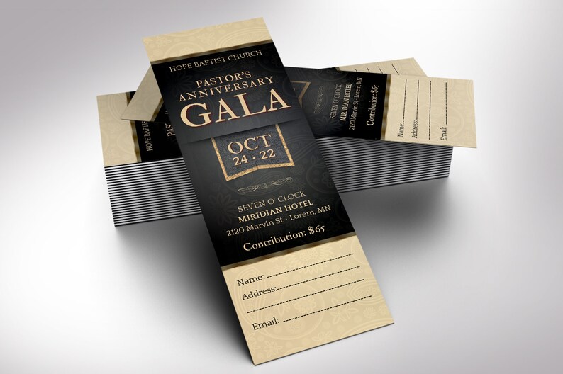 Pastor Appreciation Gala Ticket Template: Red & Gold, Church Event ...