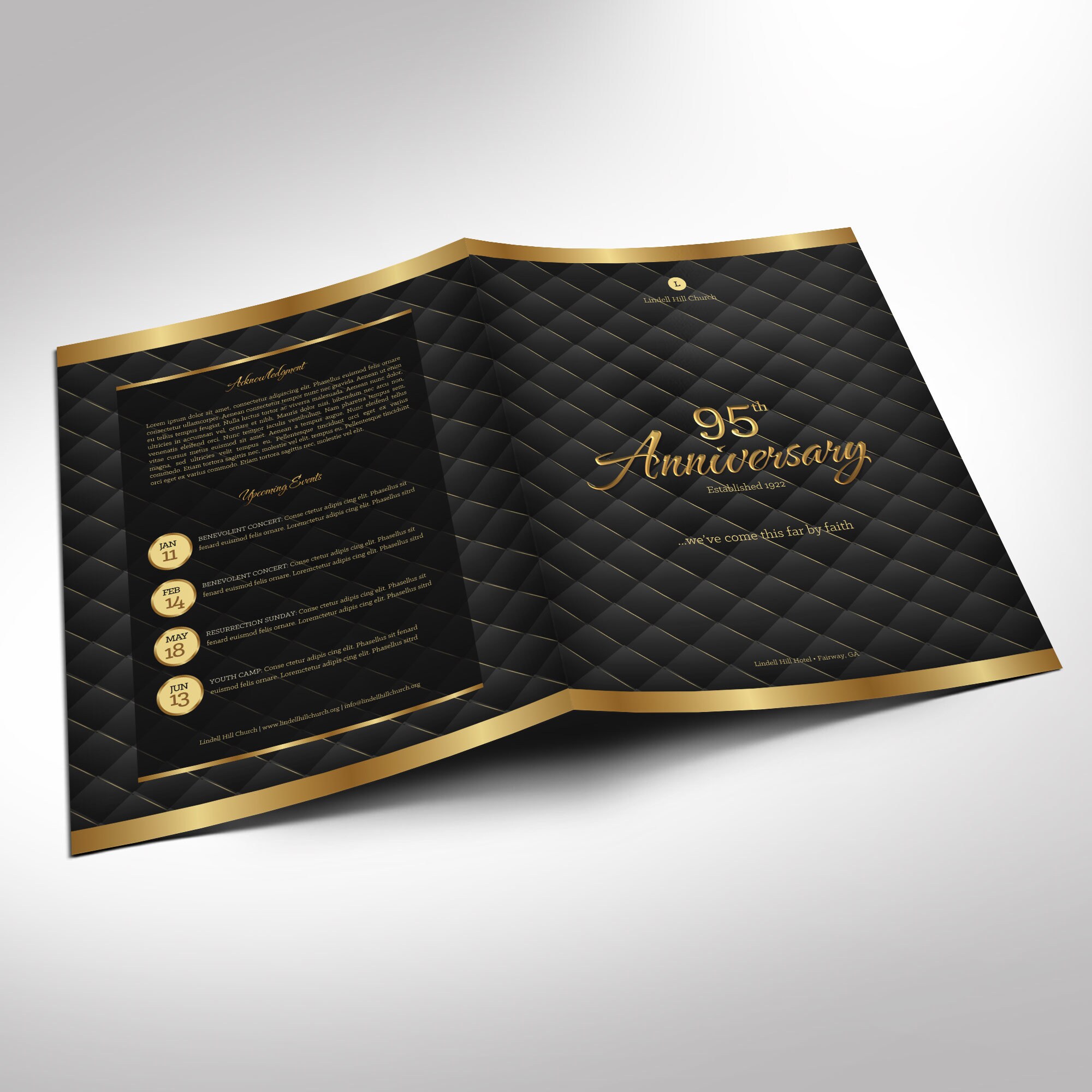 Gold Black Church Anniversary Program Template (word & Publisher ...