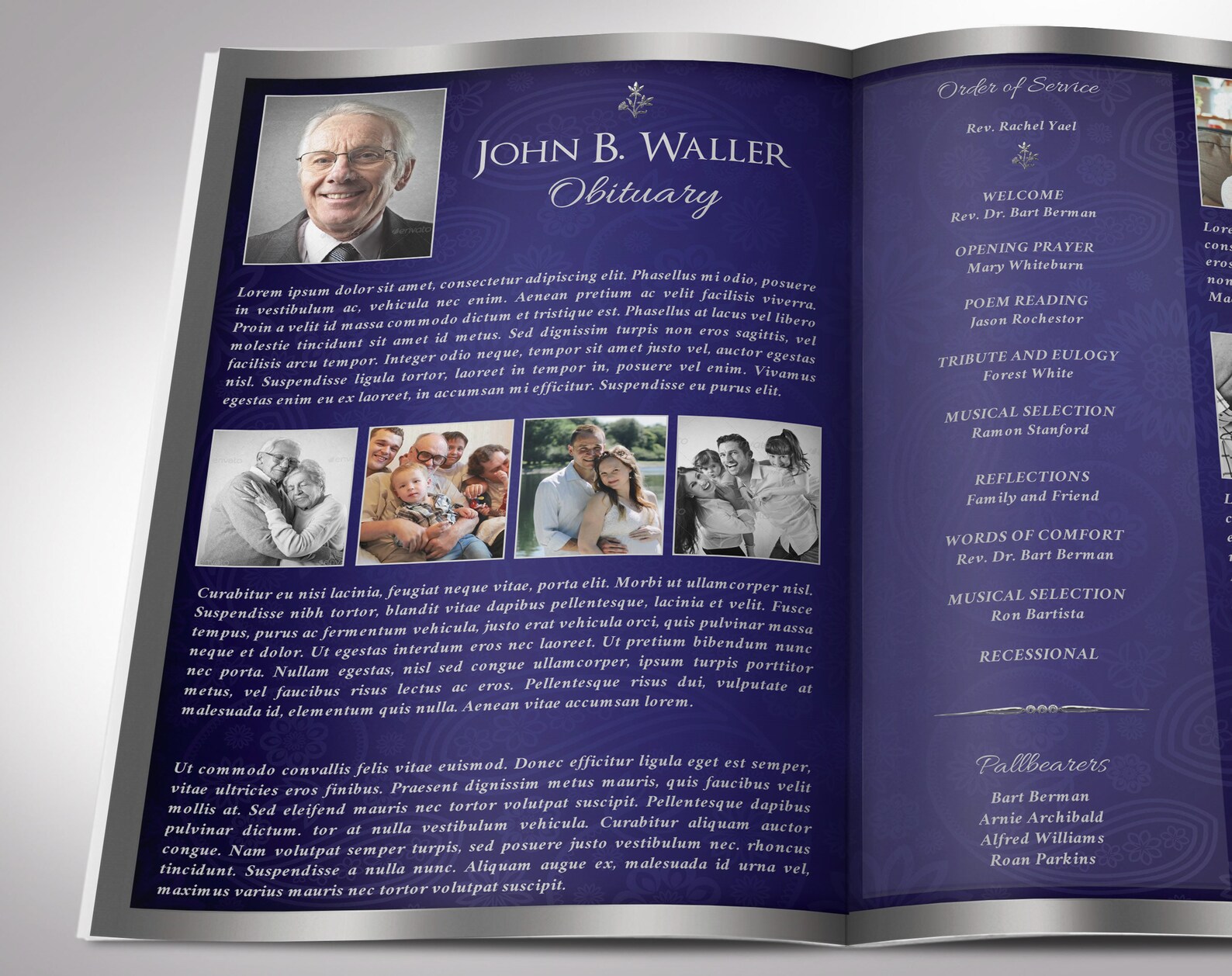 Blue Dignity Funeral Program Template Set, Word and Publisher ...