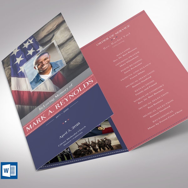Military Funeral Program Template Trifold - Etsy