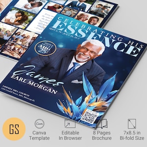 Blue Essence Funeral Program Template - Etsy