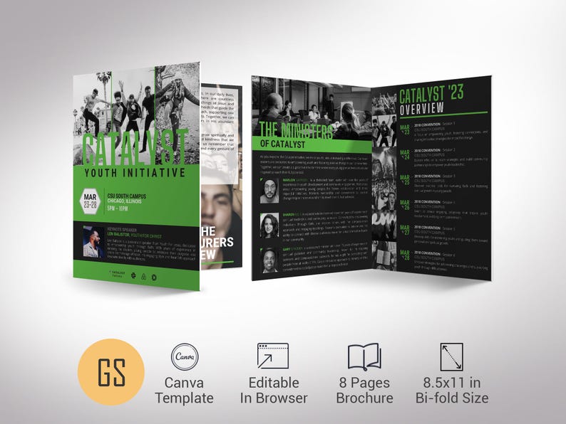 Youth Conference Program Template: Green Catalyst Church Brochure ...