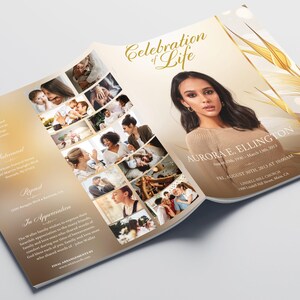 Beige & Gold Funeral Program Template | Canva: Paradise 8-page Bifold ...