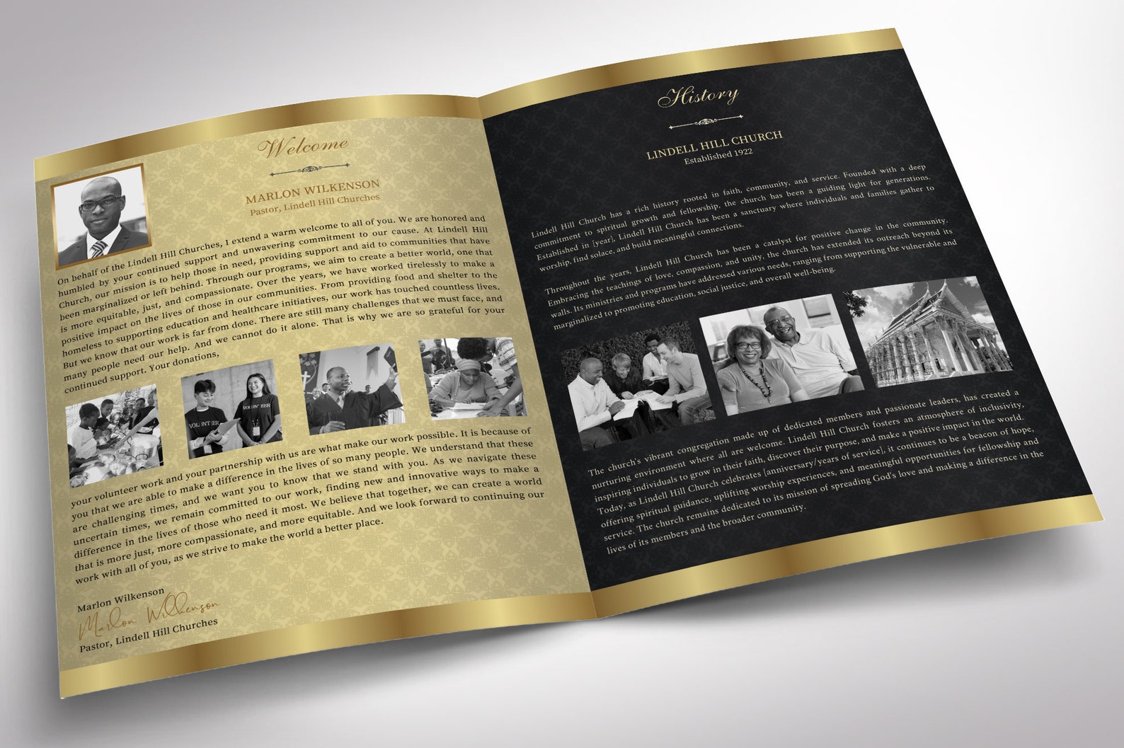 Diamond Church Anniversary Program Template | Canva: Black & Gold 8 ...