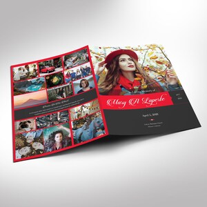 Red Black Tabloid Funeral Program Template Set, Word and Publisher ...