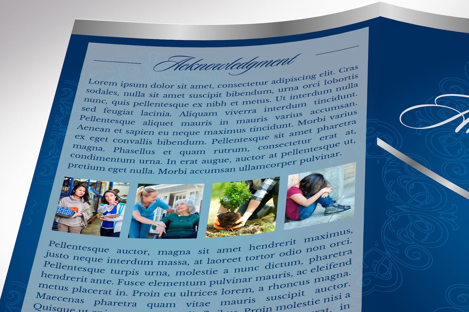 Blue Silver Anniversary Gala Program Template for Canva 4 - Etsy