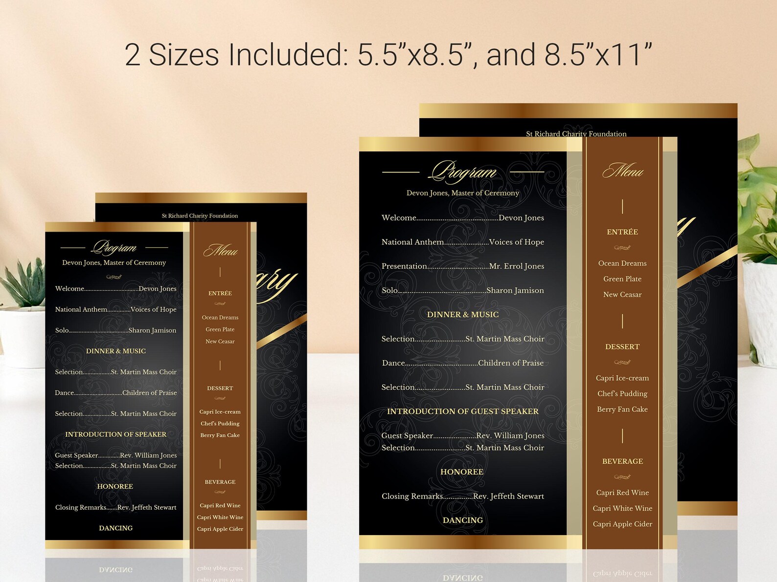 Black Gold Church Anniversary Gala Program Template: One-page Elegant ...