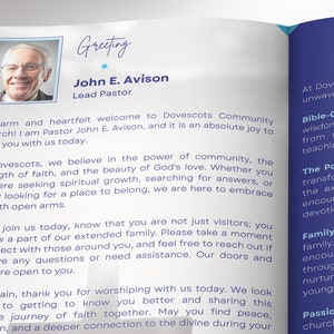 Modern Church Welcome Brochure Template: Cyan Blue, 4-page Bifold ...