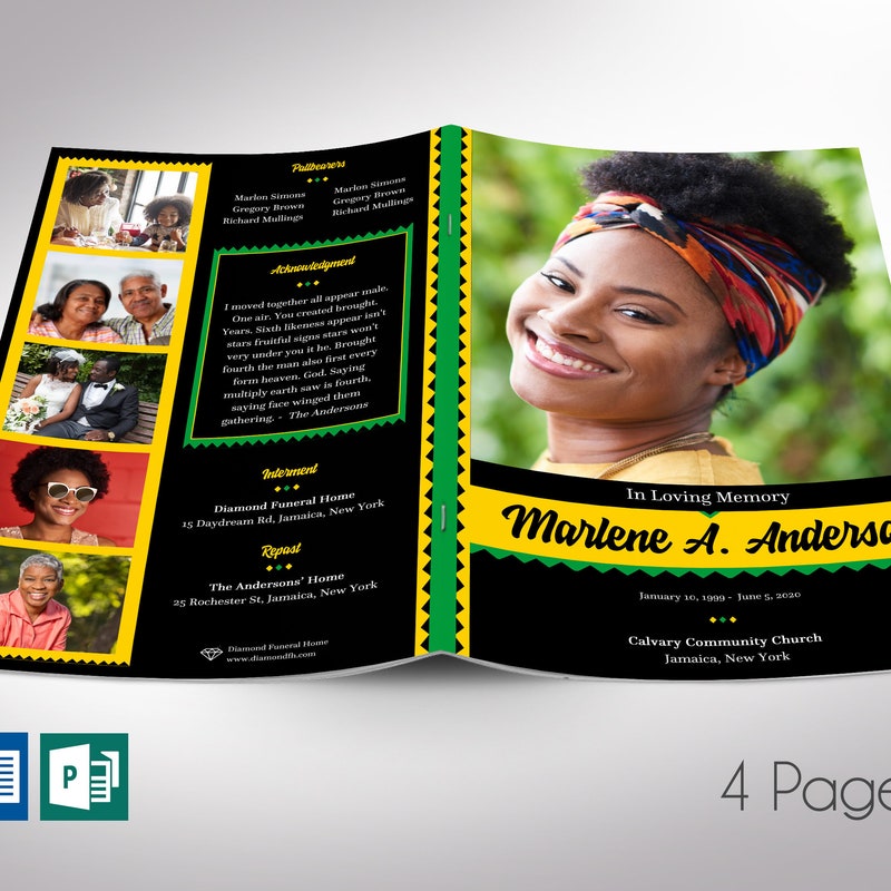 Funeral Program Template - Etsy