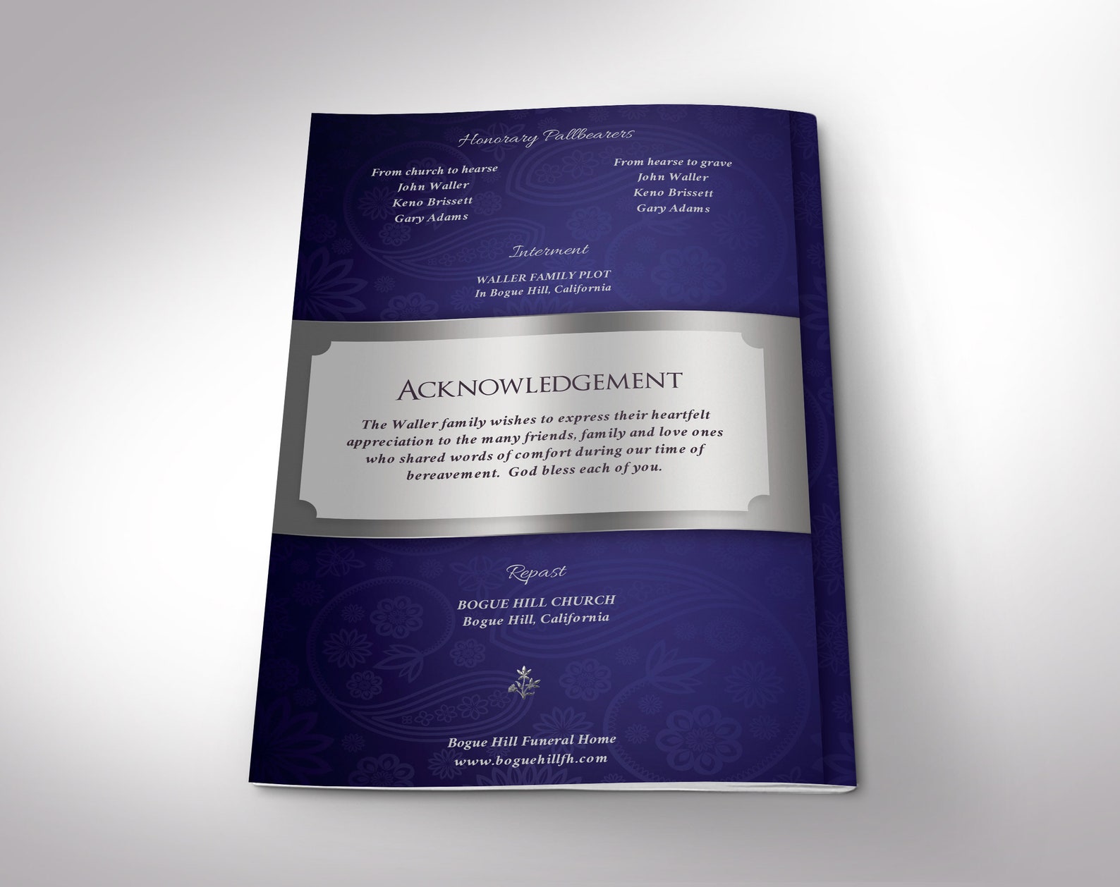 Blue Dignity Funeral Program Template Set, Word and Publisher ...