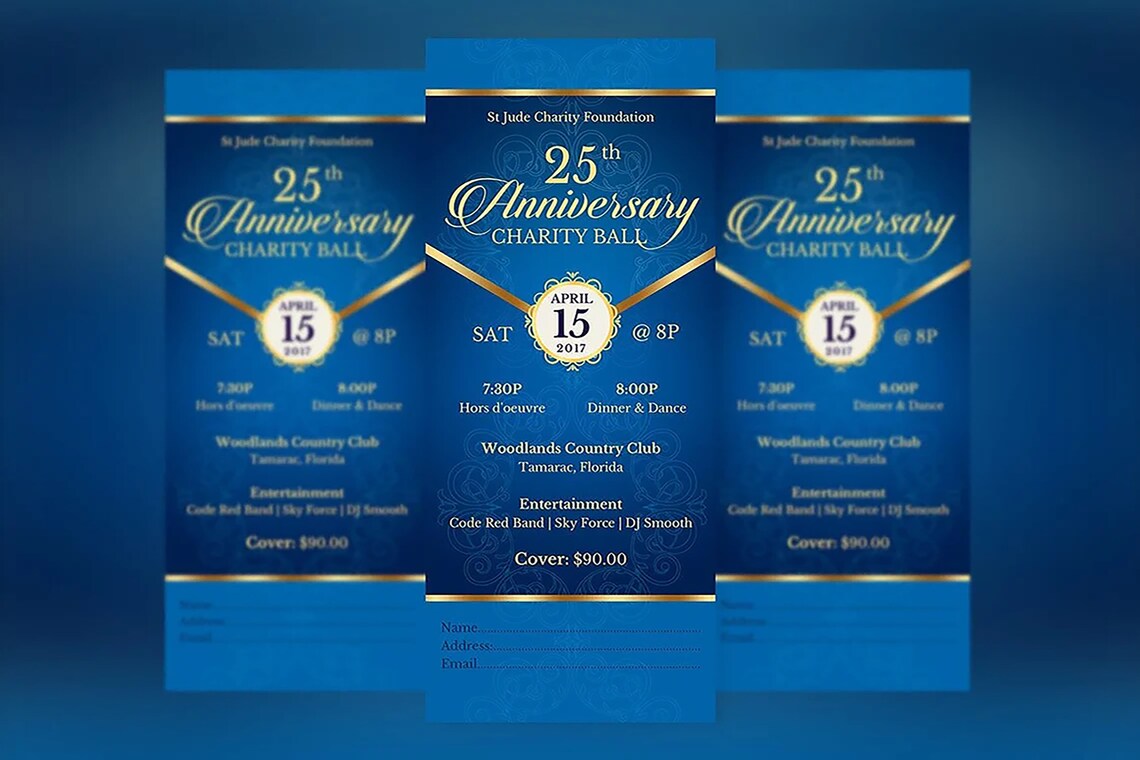 Church Anniversary Ticket Template Bundle: Fundraiser Gala Event Pass ...