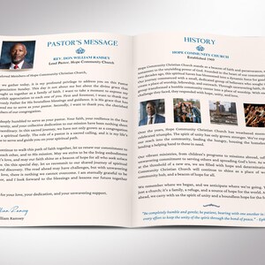 Blue & Gold Pastor Anniversary Program Template: 8-page Bifold Church ...