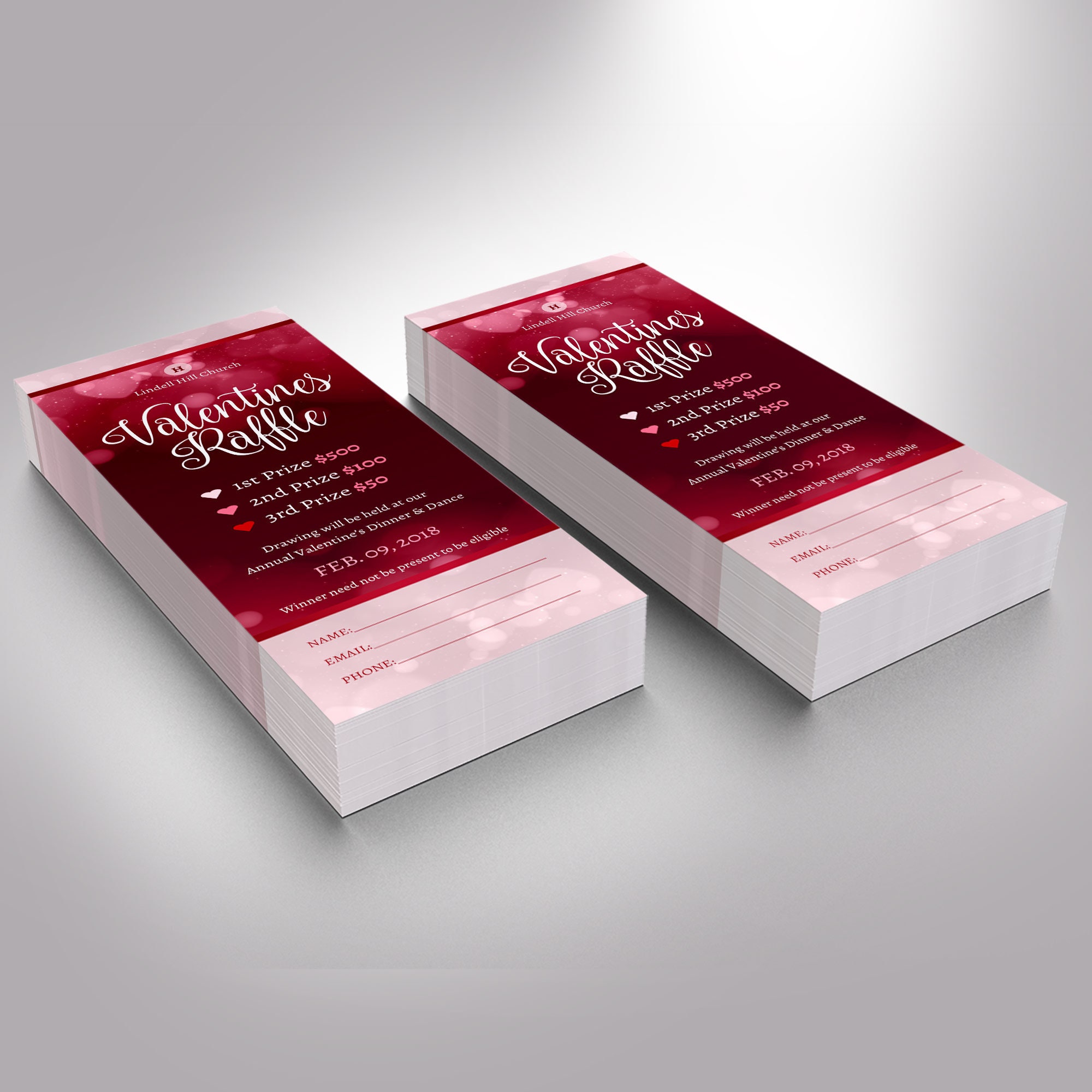 Valentine's Day Raffle Ticket Template for Word and Publisher: Red ...