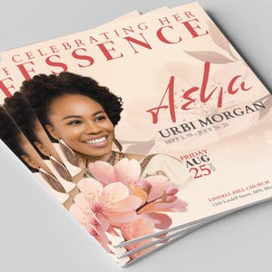 Beige Funeral Program Canva Template, Beige Pink Floral Essence, Legal ...