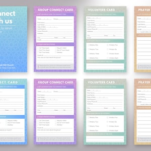 Church Connect Card Template Bundle, Canva Template Crystal, Church ...