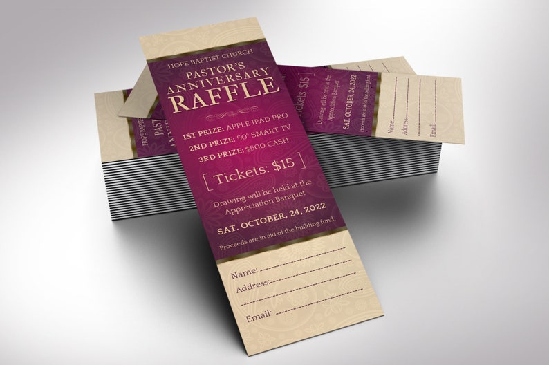 Pastor Appreciation Raffle Ticket Template for Canva 7 - Etsy