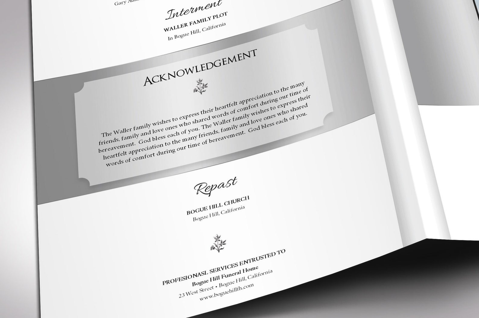 White Silver Funeral Program Tabloid Word Publisher Template - Etsy