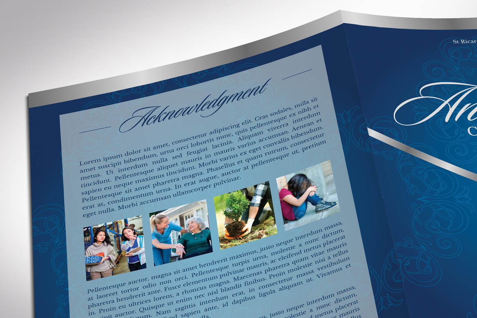 Blue Silver Anniversary Gala Program Template for Canva 4 - Etsy