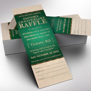 Pastor Appreciation Raffle Ticket Template for Canva, Red Gold, Banquet ...