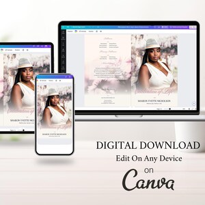 Purple Love Funeral Program Canva Template, Pastel Purple, Celebration ...