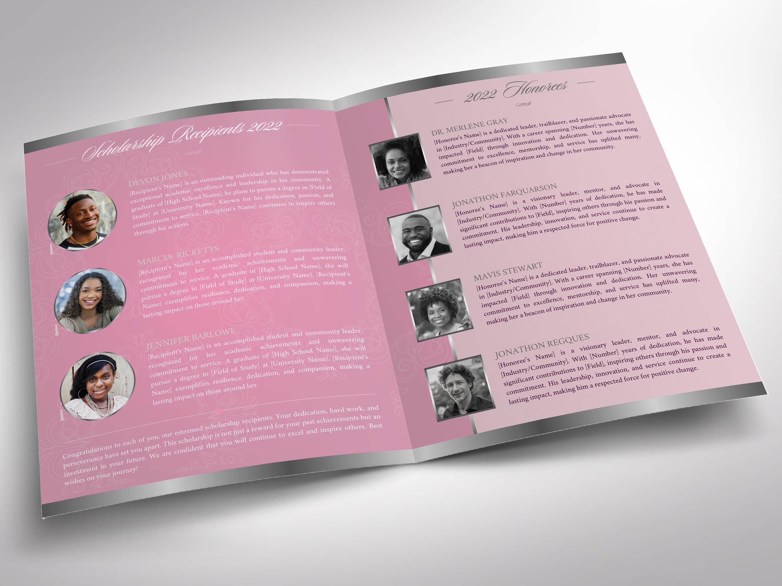 Pink & Silver Anniversary Gala Program Template: 8-page Canva Design ...