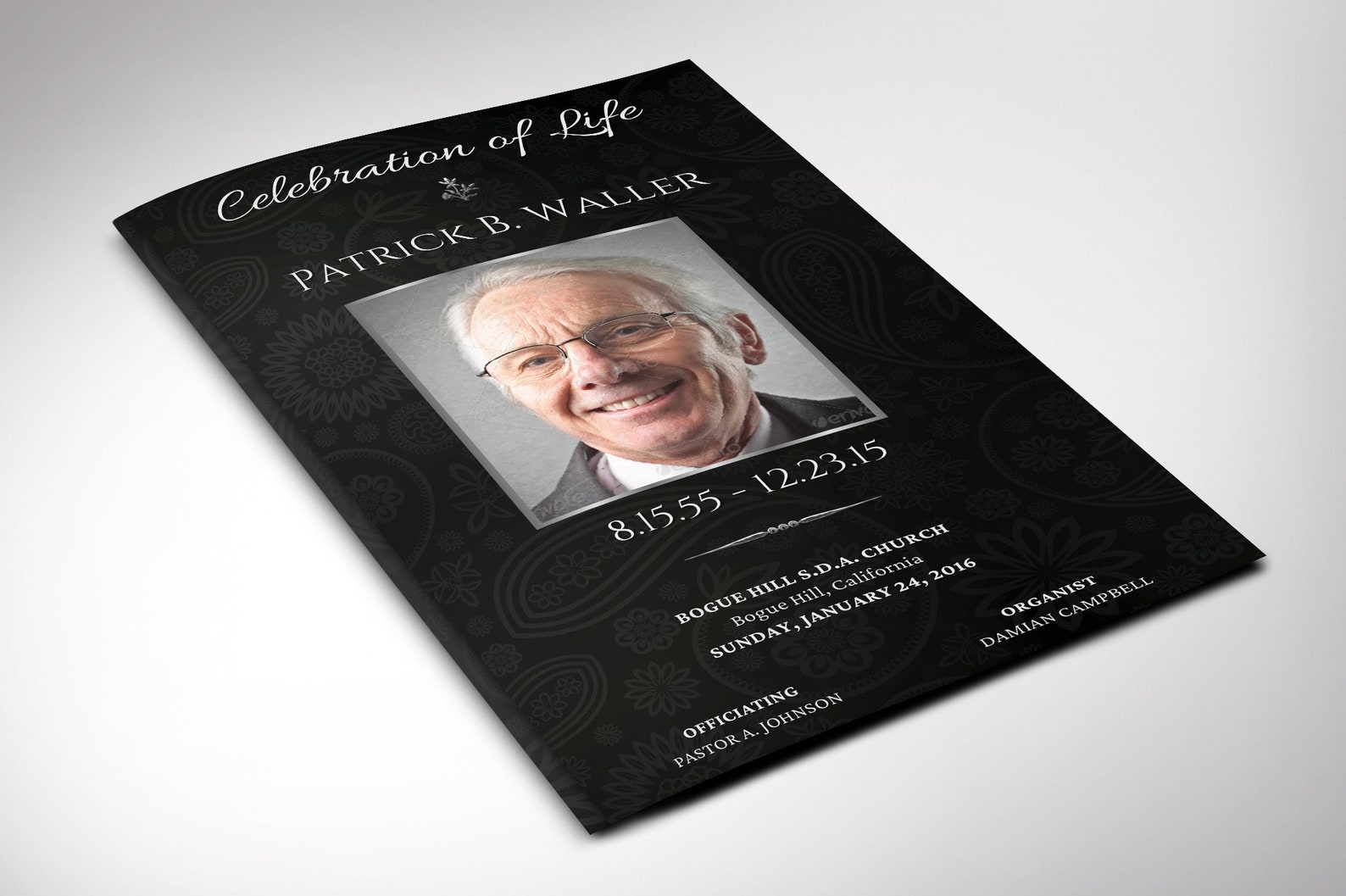 Black Silver Funeral Program Template for Canva V2 - Etsy