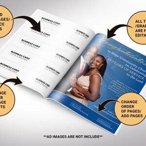 Blue & Gold Church Souvenir Book Template: Pastor Anniversary (canva, 8 ...