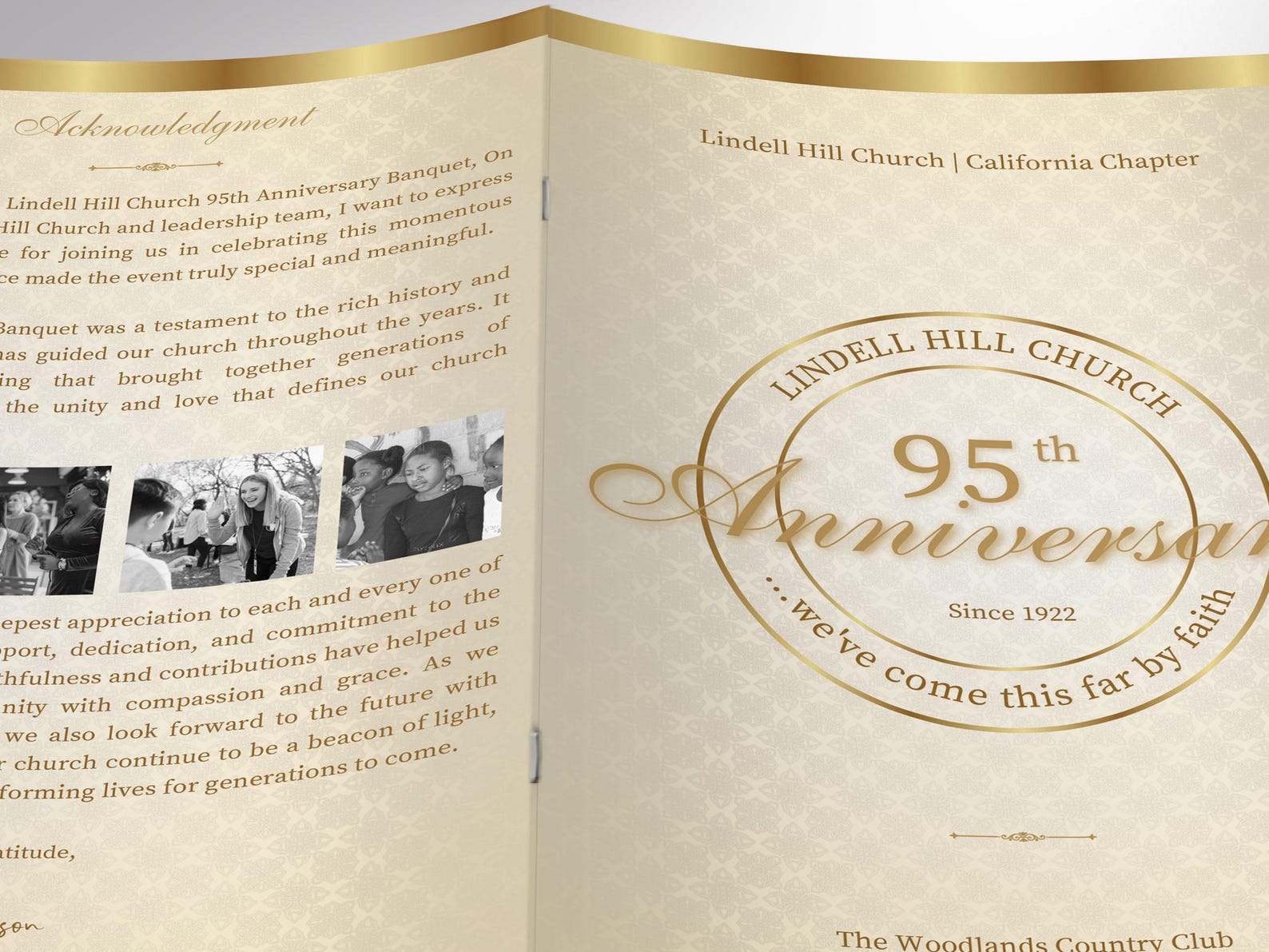 Church Anniversary Program Template | Beige & Gold Canva Bifold, 8-page ...