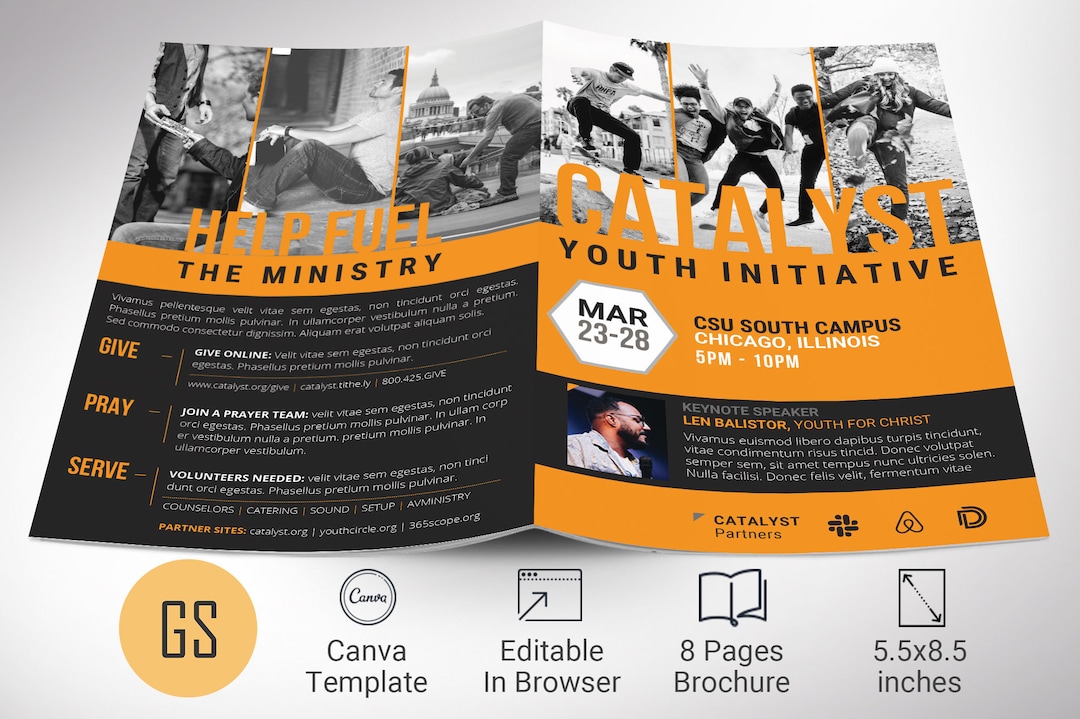 Youth Conference Program Template: 8-page Bifold Church Event Brochure ...