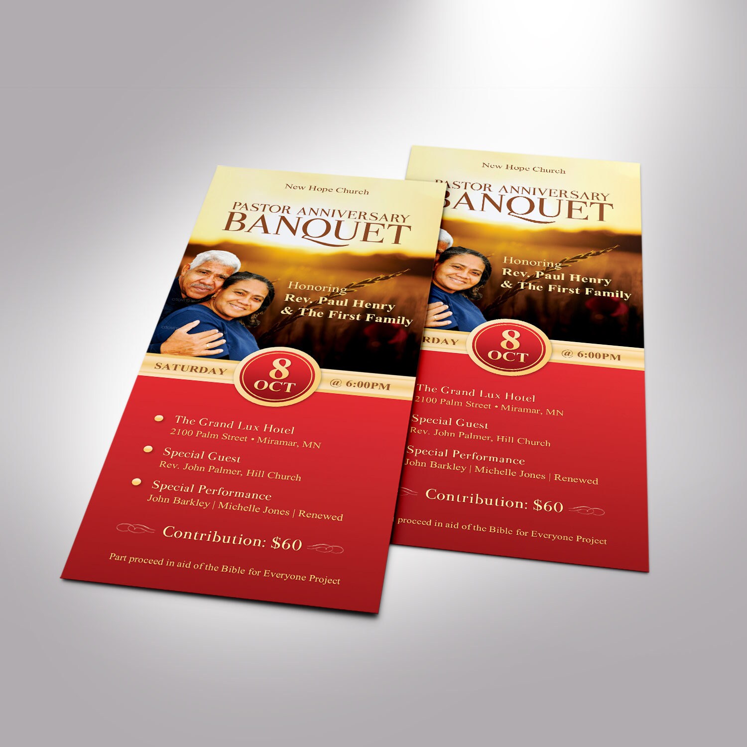 Pastor Anniversary Banquet Ticket Template for Word and Publisher: Red ...