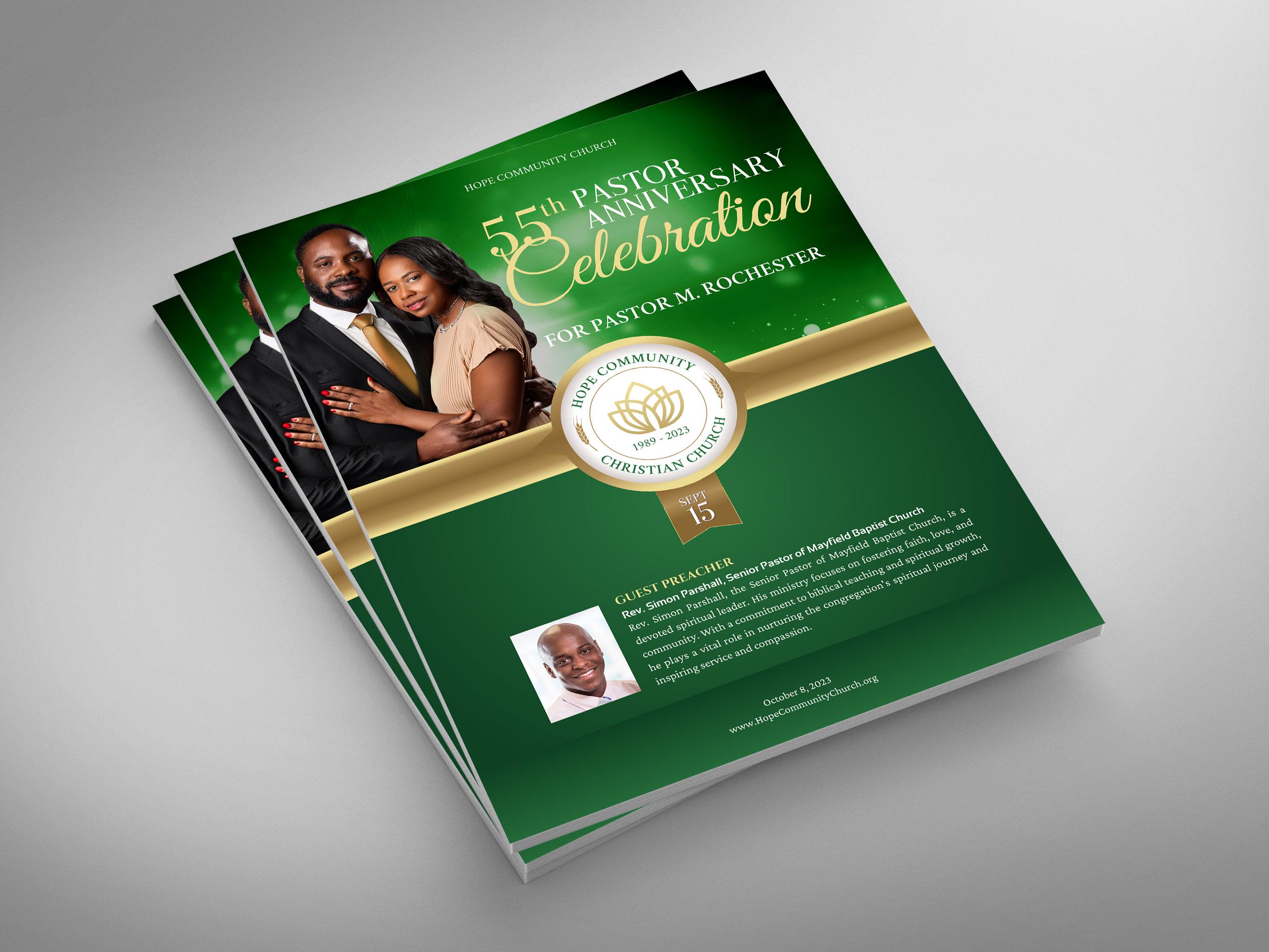 Church Anniversary Souvenir Book Template: Green & Gold, 24 Page (canva ...
