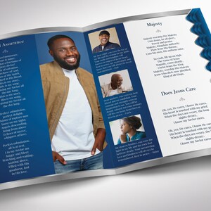 Blue Waves Funeral Program Template: Celebration of Life (canva, 8-page ...
