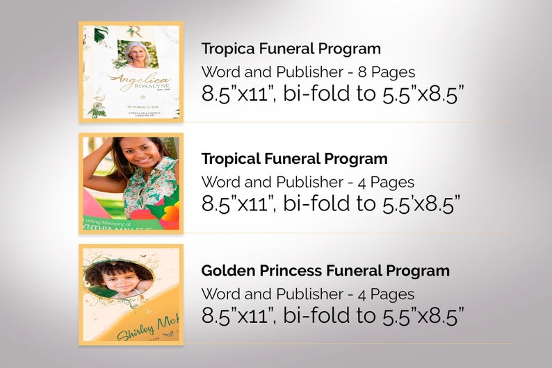 Tropical Funeral Program Template Bundle: 6 Memorial Obituary Word and ...