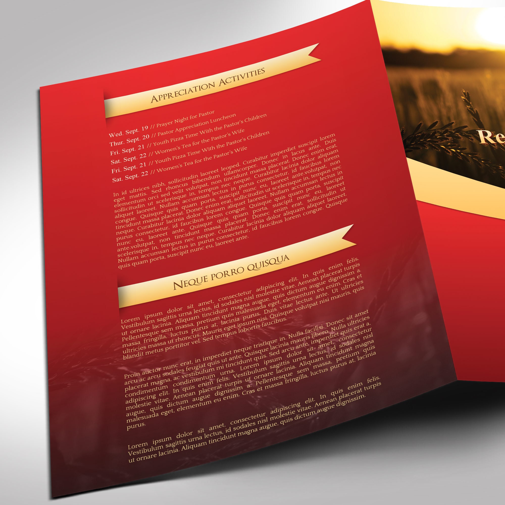 Pastor Anniversary Program Template for Word and Publisher: 4 Page Red ...