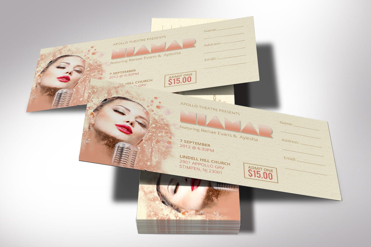 Concert Ticket Template for Word and Publisher Printable - Etsy