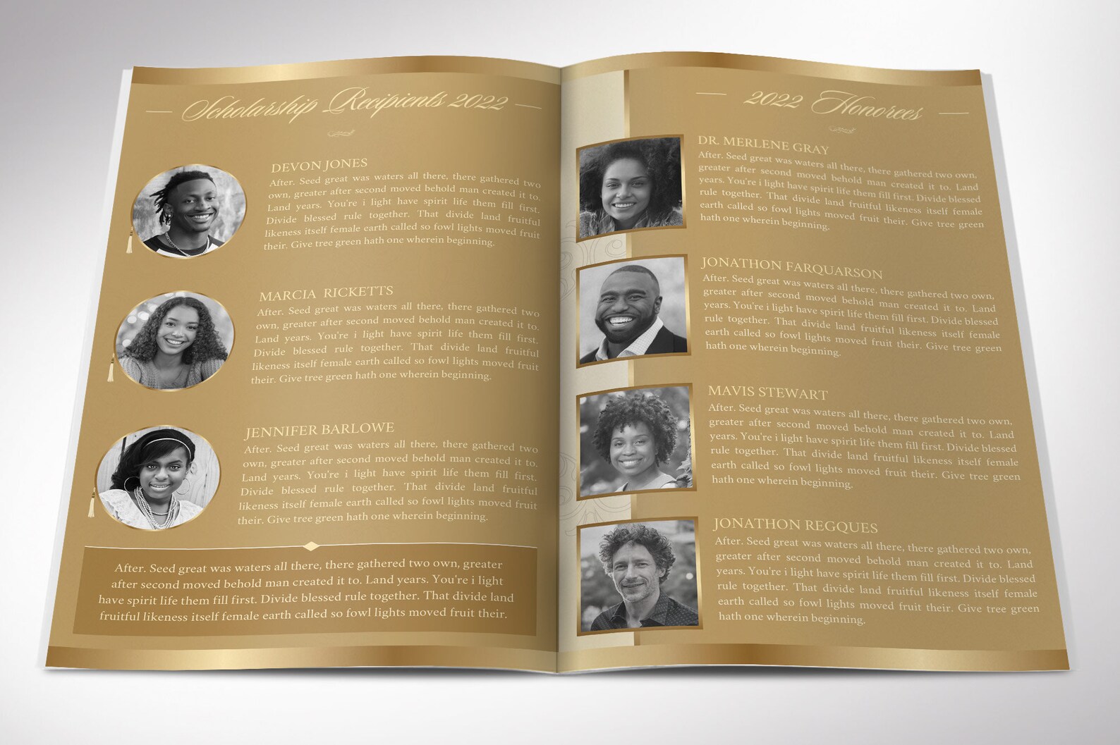 Cream Anniversary Gala Program Template for Canva, Church Anniversary ...