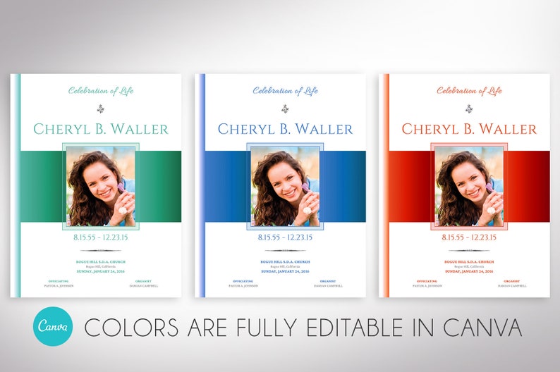 White Purple Tabloid Funeral Program Template for Canva 4 - Etsy