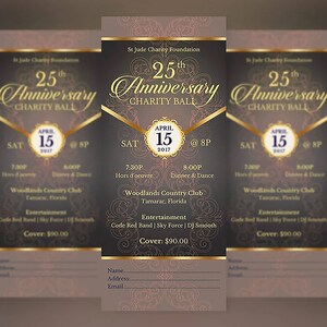 Church Anniversary Ticket Template Bundle: Fundraiser Gala Event Pass ...