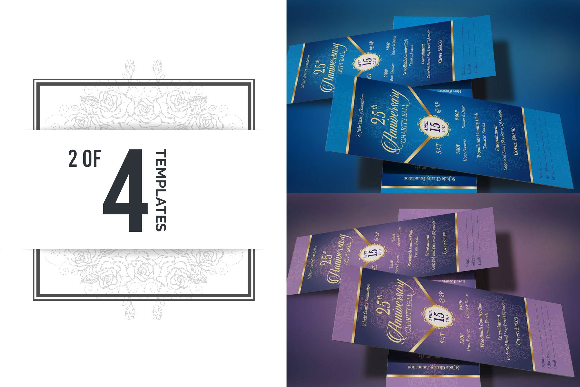 Anniversary Banquet Ticket Template Bundle Word Publisher - Etsy