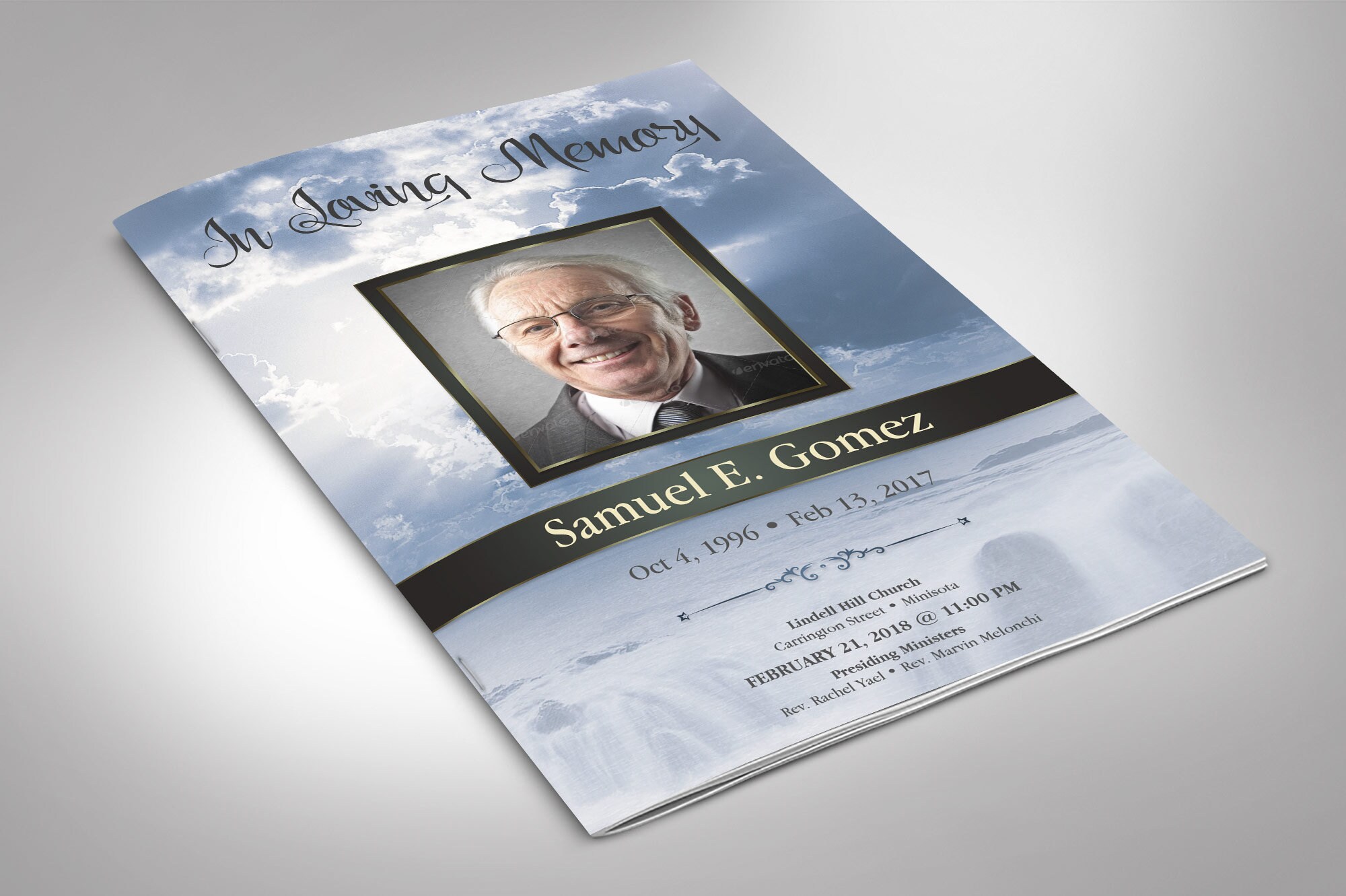 Blue Sky Funeral Program Template: Celebration of Life (digital ...