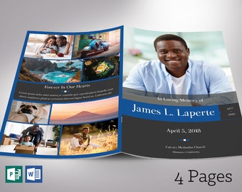 Passport Funeral Program Photoshop Template 8 Pages 5.5x8.5 Plus 8.5x11 ...