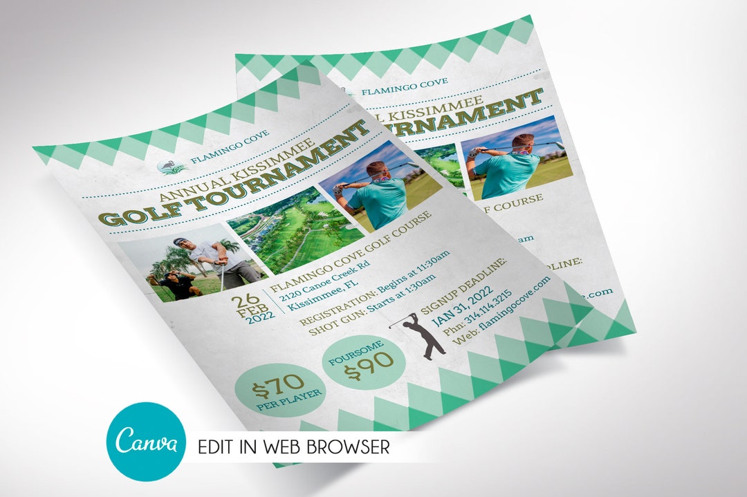Retro Golf Tournament Flyer Template: Editable Colors, 2 Sizes (canva ...