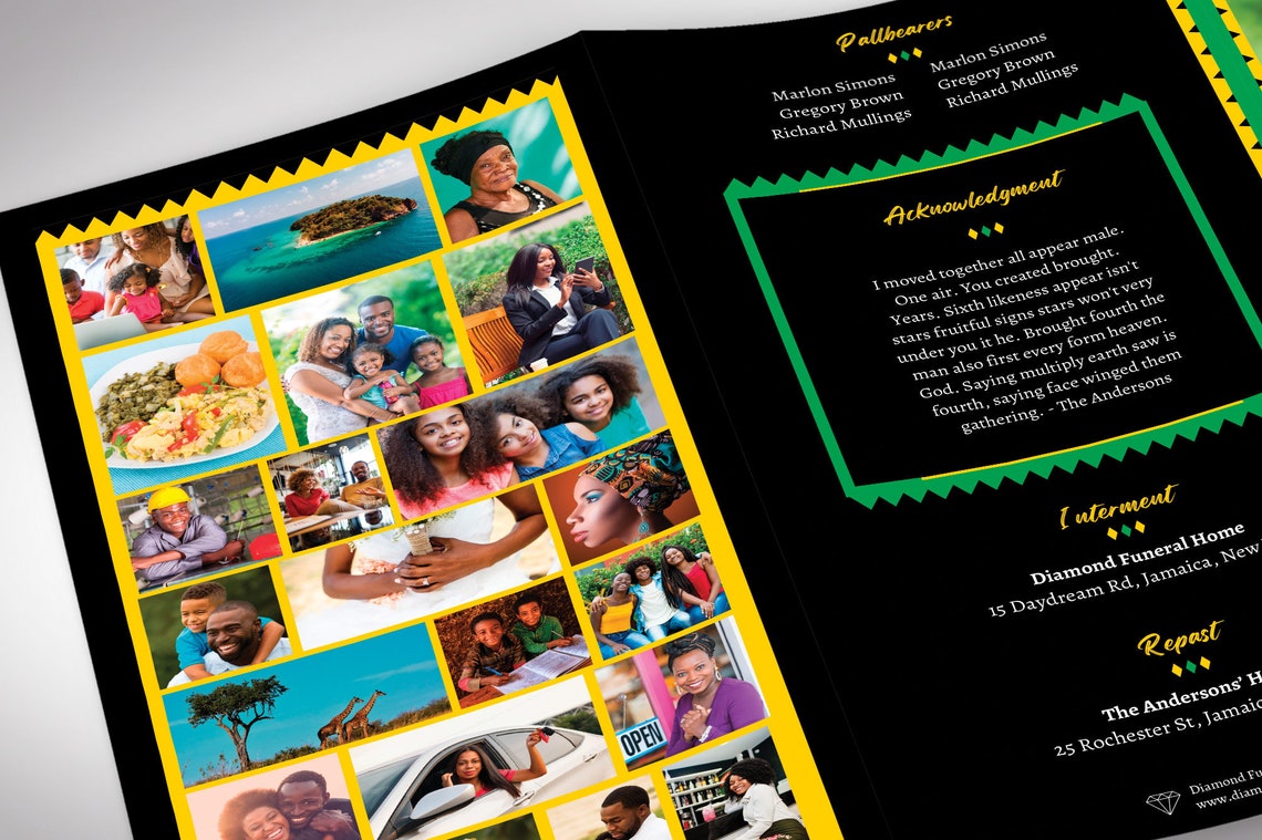 Jamaican Legal Trifold Funeral Program Template for Canva - Etsy